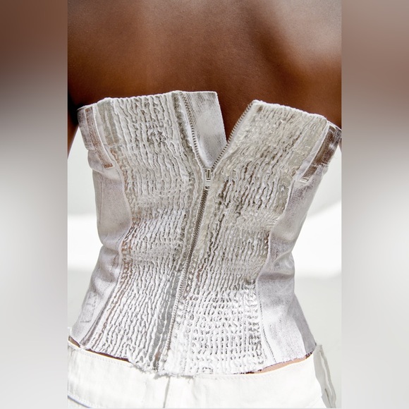 Zara | Tops | Nwt Zara Metallic Strapless Top | Poshmark